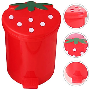 CALLARON Desktop Trash Can Bedroom Garbage Can Cutecore Countertop Trash Cans Trash Recycling Containers Kids Wastebasket Kawaii Table Top Trash Can Office Plastic Compost Bin Strawberry