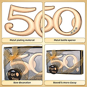 24 PCS 50th Birthday Party Favors 50 Shaped Bottle Openers 50th Birthday Golden Wedding Gifts Souvenirs for Guest , Party Decorations