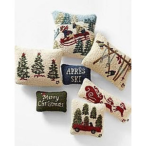 Chandler 4 Corners Artist-Designed Ski Rack Hand-Hooked Wool Decorative Throw Pillow (14” x 20”) Ski Pillow for Couches & Beds - Easy Care & Low Maintenance - Ski & Winter Sports Throw Rug