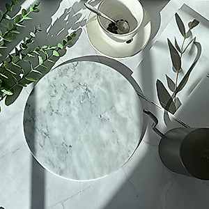 BustleDust 100% Natural Marble Pastry Board for Food, Tea, Coffee, Breakfast, Snacks, Cheese, Appetizers - Use in Kitchen, Bathroom, Office - Natural Marble (Gray White,Glossy Surface)