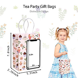 VGOODALL 24PCS Tea Party Gift Bags, 5.5x2.8x8 Inches Gift Bags with Handles Party Favor Bags Goodie Bags Paper Bags For Girl Birthday, Party Supplies, Wedding, Baby Shower, Crafts, Lady Shopping Bags