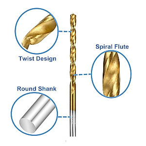 20PCS, 11/64", Titanium Coated Twist Drill Bits