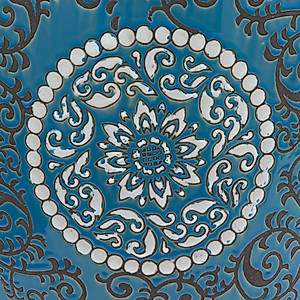 Red Lantern Blue Medallion Porcelain Garden Stool Seating, 18" high