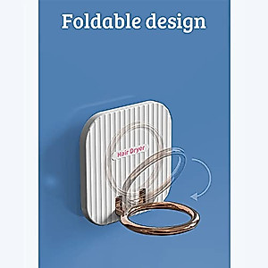 Masterbond 1 Pack Adhesive Hair Dryer Holder - Foldable Wall Mount Bathroom Hair Blow Dryer Rack Organizer Stick on Wall Luxurious Hair Dryer Rack Space Saving for Most Hair Dryers (White)