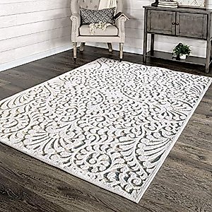 My Texas House by Orian Bluebonnets Area Rug, 3'11" x 5'5", Natural/Driftwood
