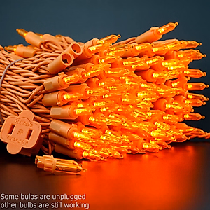 YULETIME Orange LED Christmas Lights, 66 Feet, 200 Count, UL Certified, Commercial Grade, Indoor/Outdoor Use