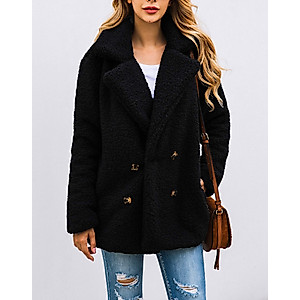 PRETTYGARDEN Women's Fashion Winter Coat Sherpa Fleece Faux Fur Shearling Oversized Trendy Jackets Warm Outerwear (Style Two Black,X-Large)