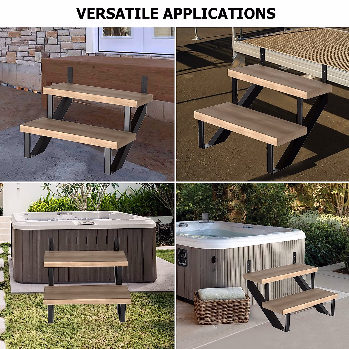 Doniks Steel Stair Step Riser -2 Step for Deck Height 19.5 Inches Metal Stair Stringer Step Stringer Support Connector Frame Hanger Bracket