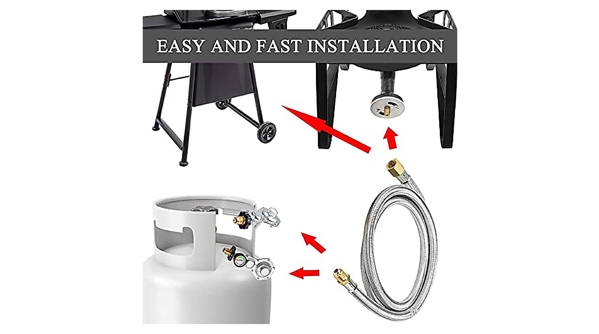 GCBSAEQ 6FT Propane Hose Extension - Durable & Easy Install