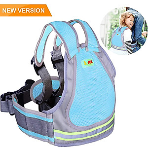 Jolik Child Motorcycle Safety Harness Reflective Strip with 4-in-1 Buckle, Breathable Material - Blue