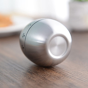 NUZYZ Metal Timer, Portable Metal Timer Attractive Stainless Steel Anti-Slip Bottom 60 Minutes Egg-Shaped Manual Reminder for Home Stainless Steel