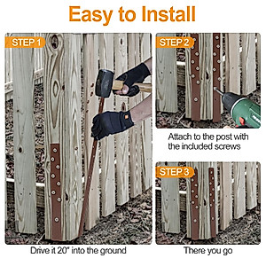 Sekcen 6 Pack Fence Post Repair Stakes Spikes Fence Post Repair Kit for Wood Fence Post Fix