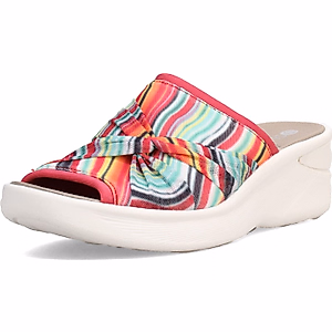 BZees Women's Smile II Slide Sandal, Wave Stripe, 8.5