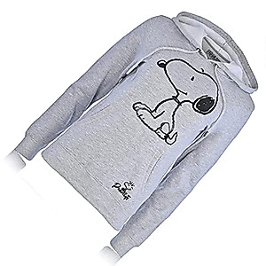 Peanuts Ladies Snoopy Fashion Hoodie - Ladies Classic Snoopy Fleece Sweatshirt Foil Sweatshirt (Heather Grey, 3X-Large)