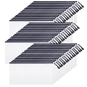 EOOUT 48pcs Mesh Zipper Pouch, 9.5x4.5 Inches Waterproof Zipper Bags, Clear Small Zipper Pouches, Organizing Storage with Zipper for Bill, File and Travel (Black)