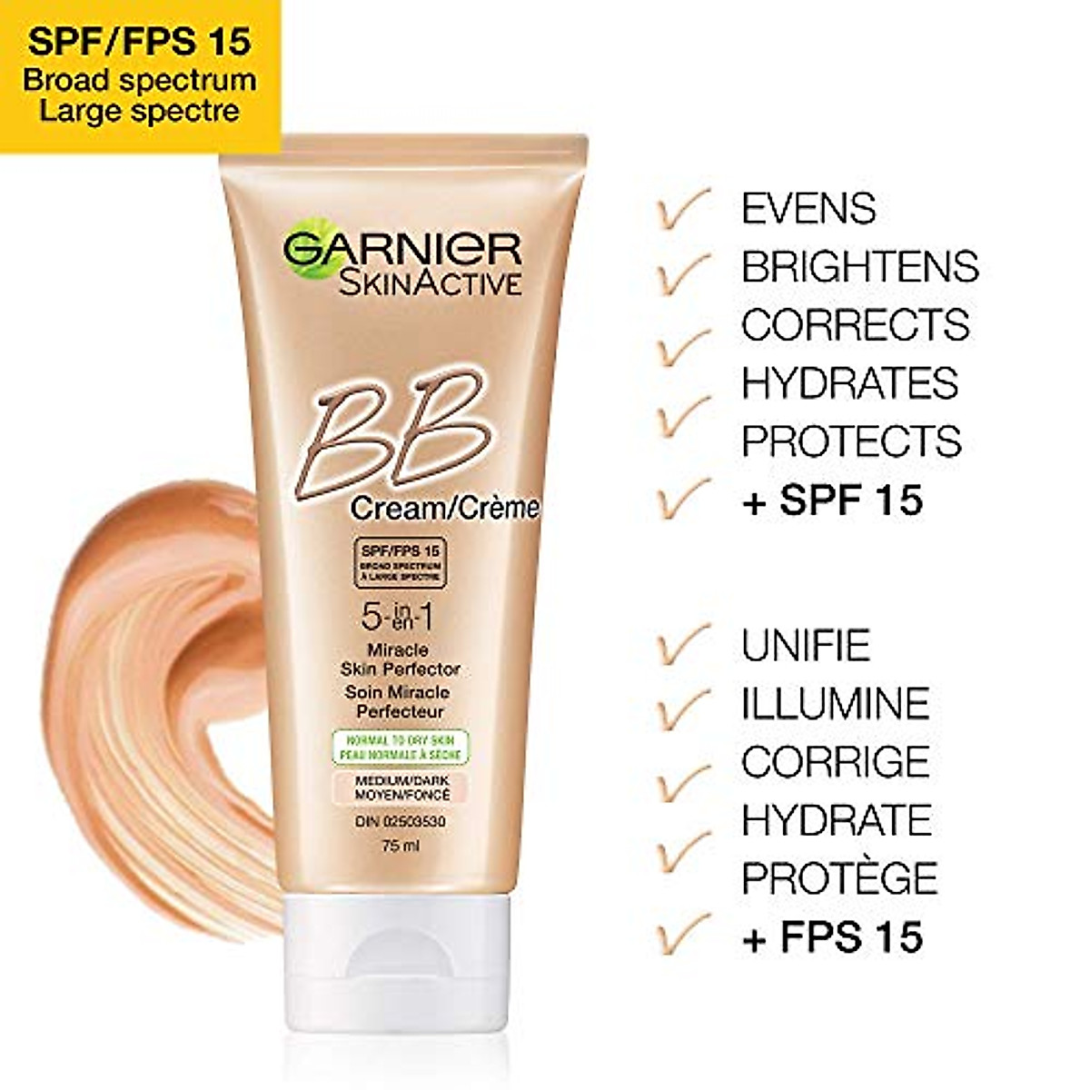 Garnier Skin Renew Miracle Skin Perfector B.B. Cream, Light and medium, 2.5 Fluid Ounce