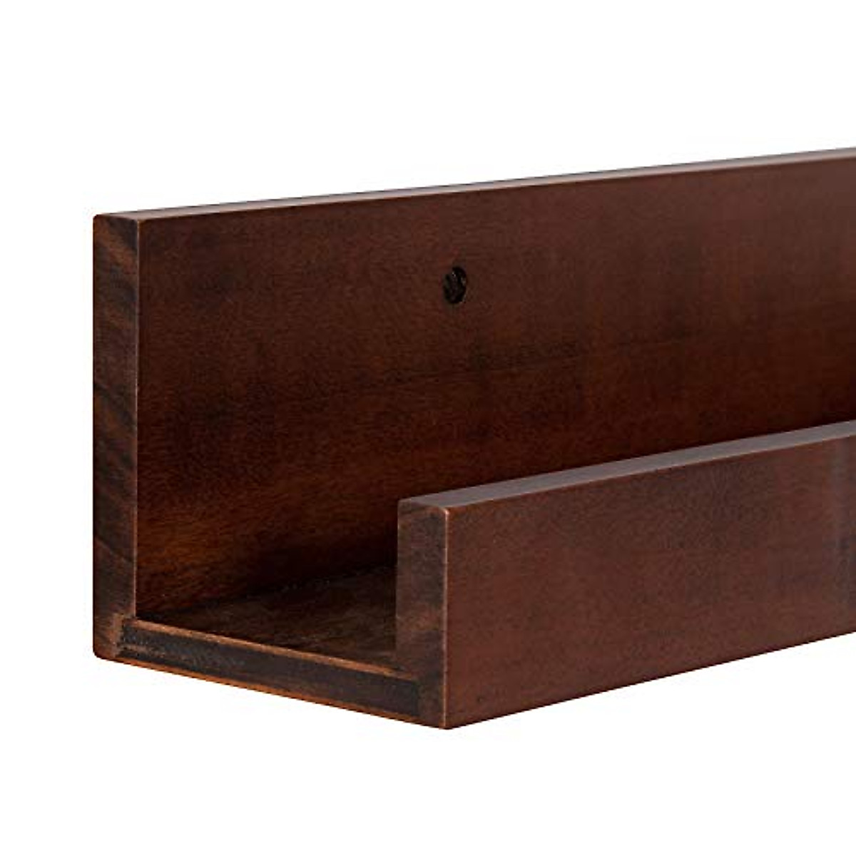 Kate and Laurel Levie Modern Floating Wall Shelf Picture Frame Holder Ledge, Dark Walnut Brown