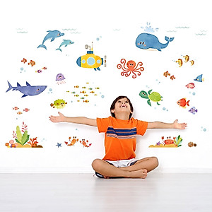 DECOWALL DS8-1611 Sea Adventure Kids Wall Stickers Wall Decals Peel and Stick Removable Wall Stickers for Kids Nursery Bedroom Living Room d?cor
