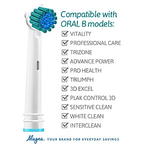 Replacement Brush Heads Compatible With Oral b- Sensitive Gum Care Electric Toothbrush Heads - Pk of 4 Generic Brushes Refill for Oralb Braun- Fits Oral-b 7000, Pro 1000 500 & More!