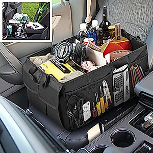 JNCHOICE Trunk Organizer for Car, Collapsible Car Organizer Multi-Compartment Car Storage for SUV, Truck & Car Accessories for Backseat -Black