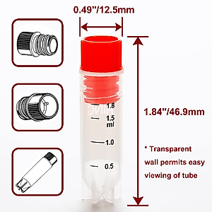 CryoKING 2.0ml Cryovial, Purple Vials, PP Tubes with Internal Thread, Tubes with Self-Standing Bottom, Lab vials with Caps for Sample Storage, 25 Pcs/Bag