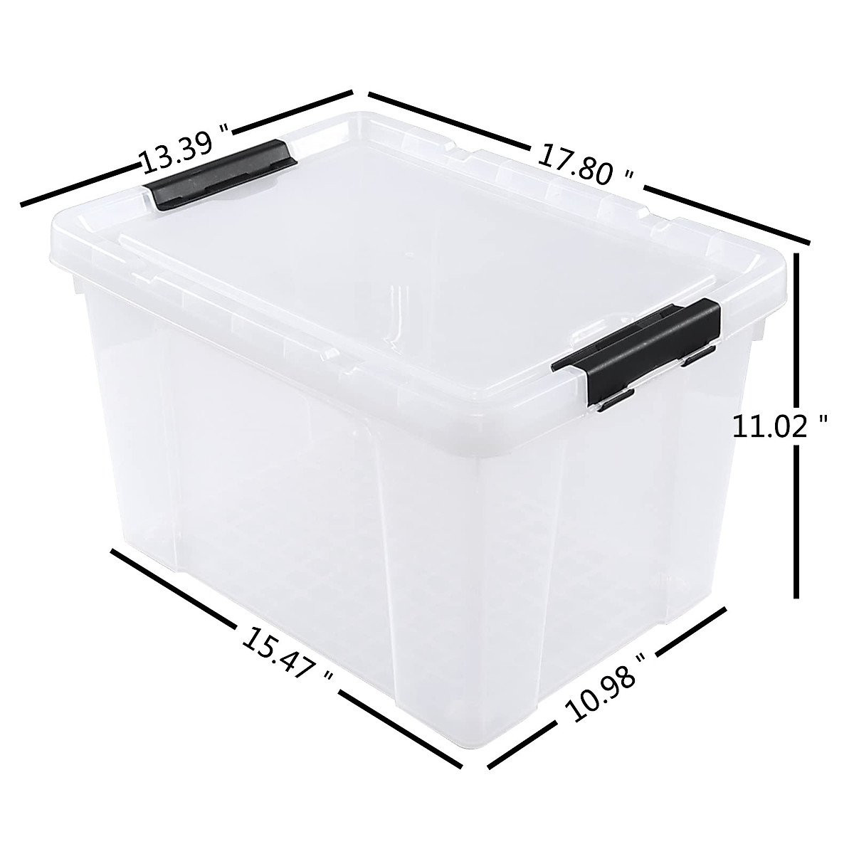 Morcte 4-Pack Clear Plastic Storage Box with Lid and Wheel, 32 L Plastic Storage Boxes
