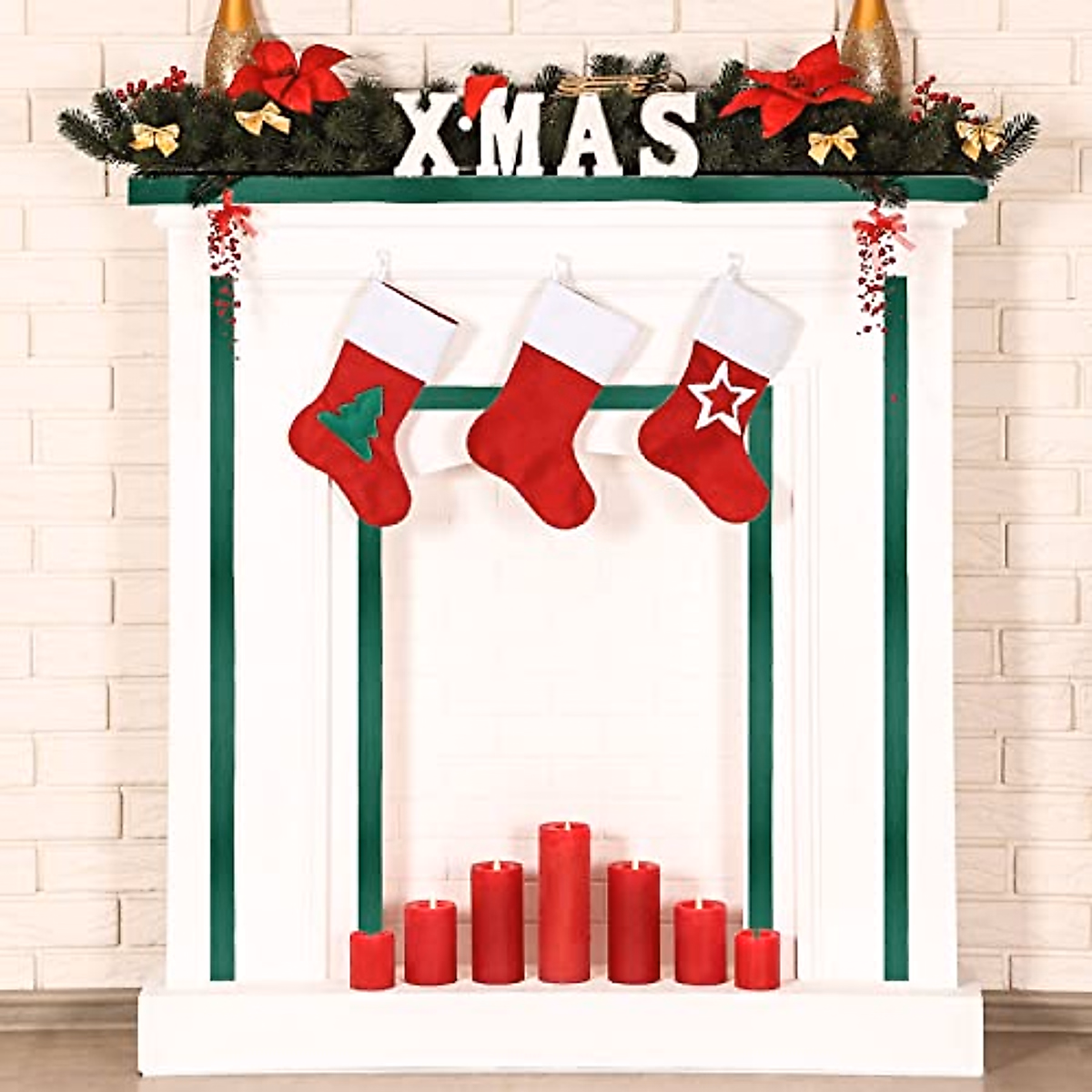 Syhood Christmas Wired Velvet Ribbon with Gold Edge Waterproof Velvet Decoration Ribbon Wrapping for Xmas Wreath Bows Floral Craft Ornaments(2.5 Inch X 60 Yard,Green)