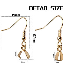 50pcs Stainless Steel Earring Hooks Hypoallergenic French Wire Earring Ball Hooks with Pendant Clasp for Crafts DIY Jewelry Making