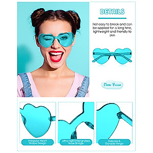 Frienda 20 Pairs Heart Shaped Sunglasses Rimless Candy Color Glasses for Women Men Party Favor(Elegant Colors)