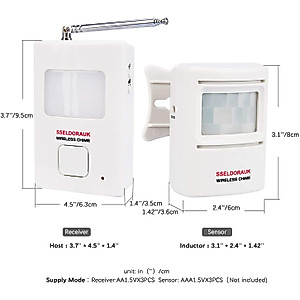 Dog Barking Alarm Motion Detector,Pir Wireless Human Body Walking Sensor Doorbell Door Security Alert System Device for Home or Office Burglar Deterrent (1Sensor + 2Receivers, White)