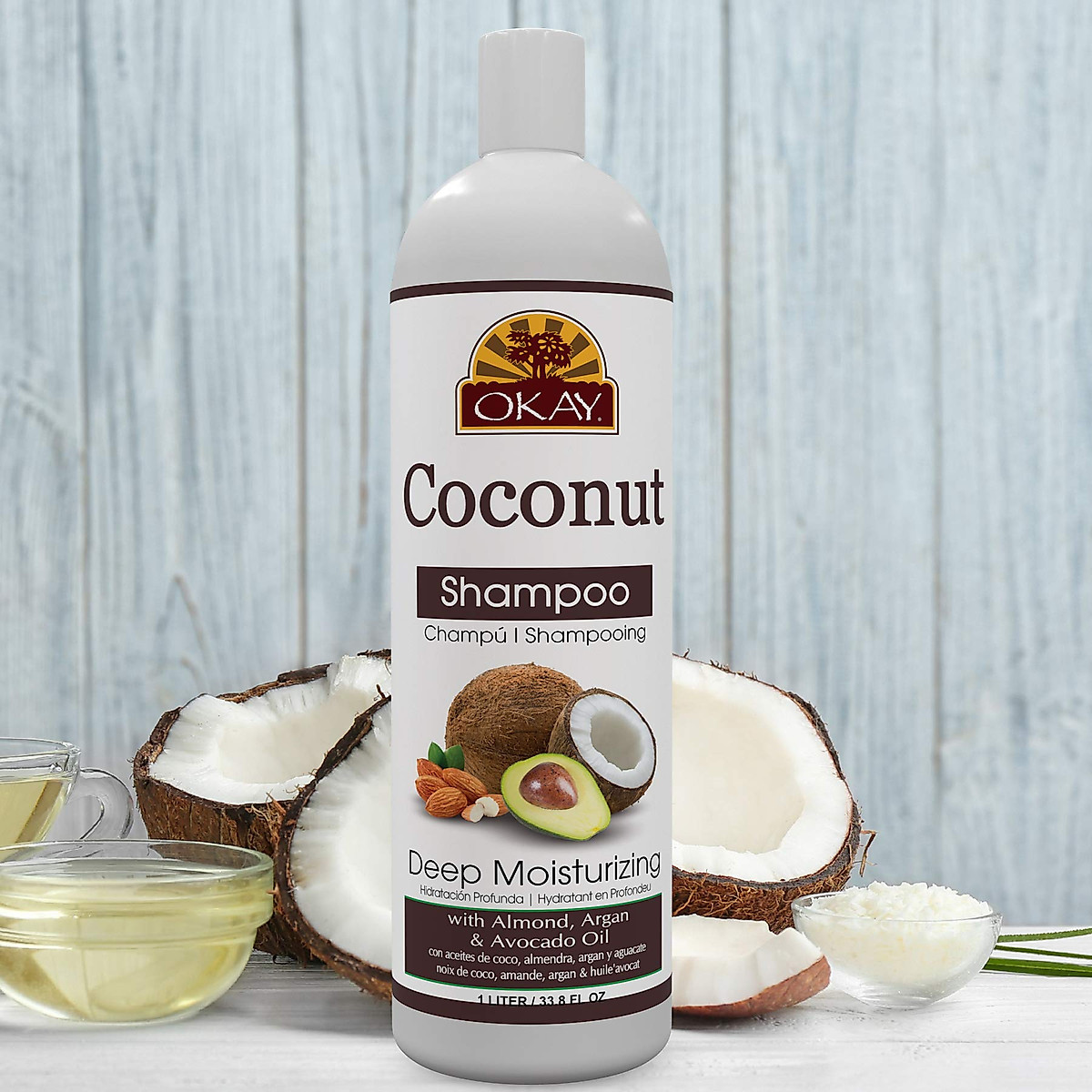 OKAY Coconut Deep Moisturizing Shampoo Helps Replenish Moisture And Elasticity For Healthy Strong Hair Sulfate,Silicone,Paraben Free For All Hair Types and Textures Made in USA 12oz