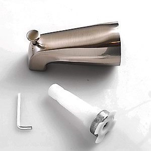 SENTO Slip On Nickel Universal Bathroom Tub Spout with Diverter, Durable Heavy Duty Metal Bathtub Faucet with Shower Diverter - 4 Inches 1/2" Copper Pipe, Satin Nickel