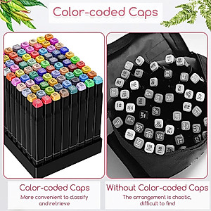 Tongfushop 100 Colors Alcohol Markers, Double Tip Blender Art Drawing Markers Set, Professional Permanent Sketch Pens for Artist Adult Coloring Illustrations with Organizing Case, Pad