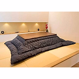 BJDesign Kotatsu - Japanese Heated Table - Wooden Chabudai Furniture with 120V Electric Heater - Low-Lying Dining and Work Desk with Temperature Control Knob (59x33in, Brown)
