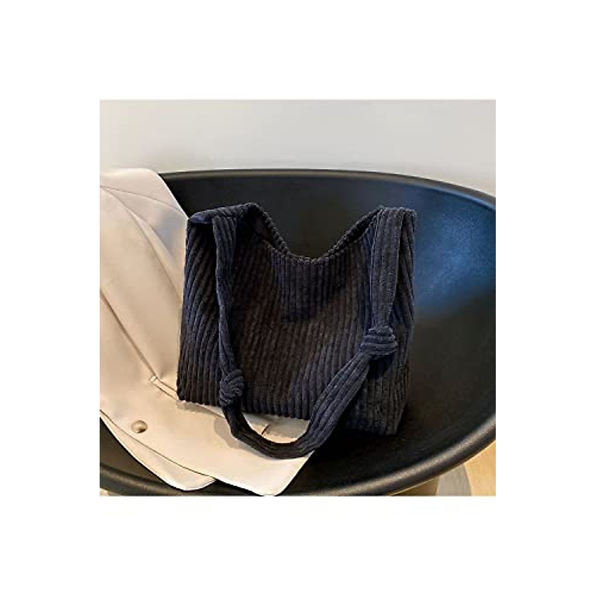Ulisty Women Corduroy Tote Bag Fashion Shoulder Bag Casual Hobo Bag Shopping Bag Handbag black