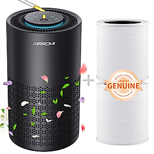AIRROMI Air Purifiers with an Extrea Filter Covers Up to 990 sqft, Air Cleaner with Fragrance Sponge for Allergens Dust, Smoke, Odor, Dander, Pollen, H13 True HEPA 3-in-1 Filte (black)