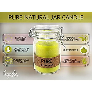 HYOOLA Pure Natural Jar Candles - 100% Olive Wax Candles in Glass - Paraffin Free Vegan Candle - Lime Green