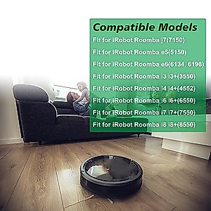 CTIOAOS 9pc Replacement Parts Accessories for iRobot Roomba i3 i3+ i4 i6 i6+ i7 i7+ i8 i8+/Plus E5 E6 E7 J7 I,E &J Series Vacuum Cleaners, 1 set of Roller Brushes & 4 HEPA Filters & 4 Side Brushes