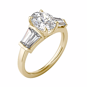 14K Yellow Gold Moissanite by Charles & Colvard 9x7mm Oval Engagement Ring-size 5 3.26cttw DEW