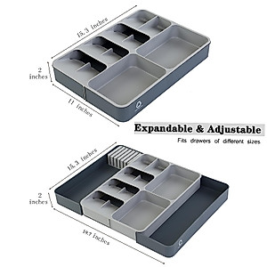 SEVEN LUCKY LIGHT Silverware Organizer Expandable Cutlery Drawer Organizer Food Grade PP5 Utensil Drawer Organizer BPA Free