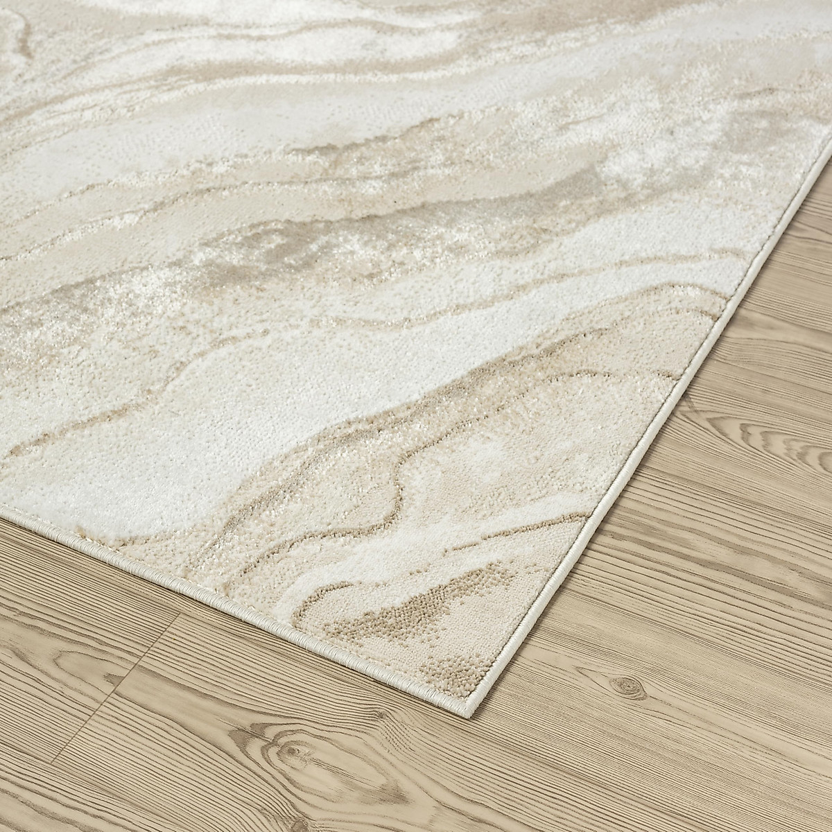 Abani Glam Beige Cream Area Rug - 8' x 10' - for Living Room, Bedroom, Dining - Abstract Stone Design - Soft, Durable, and Easy to Clean