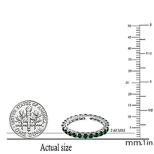 Dazzlingrock Collection Round Lab Created Emerald Women Full Eternity Wedding Stackable Ring Band | 14K White Gold, Size 6