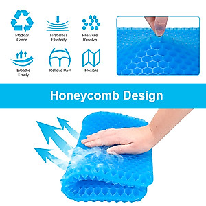 Kanglesdip Gel Seat Cushion for Long Sitting - Non Slip Orthopedics Gel Cushion for Tailbone Pain Relief - Office Chair Wheelchair Car Seat Cushion - Sciatica & Hemorrhoid Relief - Egg Seat Gel