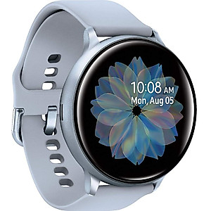 Samsung Galaxy Watch Active2 (Silicon Strap + Aluminum Bezel) Bluetooth - International (Cloud Silver, R820-44mm) (Renewed)