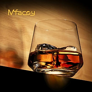 Mfacoy Drinking Glasses Set of 8-4 Tall Glass Cups 18 oz & 4 Short Stemless Wine Glasses 13 oz, Highball Glasses, Glassware Sets for Cocktail, Beer, Wine, Whiskey, Water & Juice Drinkware