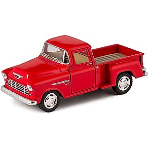 KiNSMART 1955 Chevy Stepside Pick-Up 1:32 Scale 5" Red Die Cast Metal Model Toy Truck
