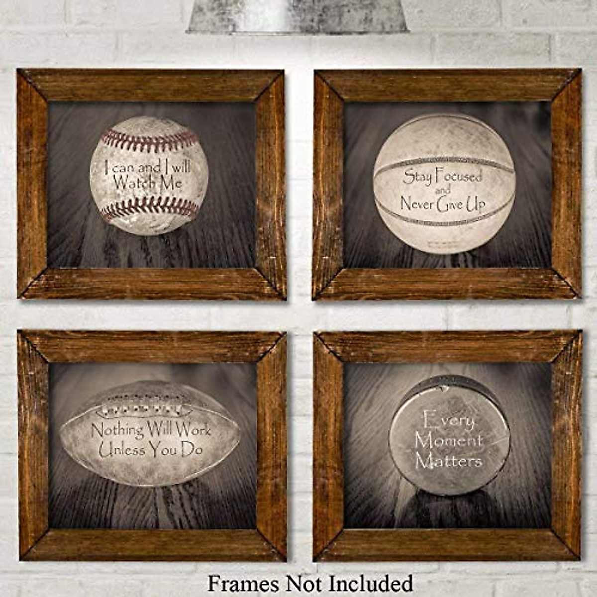 Inspirational Sports Quotes - Home Office Inspirational and Motivational Decor, Sport Gym Wall Accessories and House Positive Quote Decoration, Set of 4 Photos (8x10) Unframed Art Print Posters