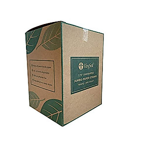 Kingseal WHITE Paper Disposable Drinking Straws, Unwrapped, Jumbo Size, 7.75" Length, Biodegradable, Earth Friendly, Bulk Pack - 1 Box of 600 Straws (600 Count)