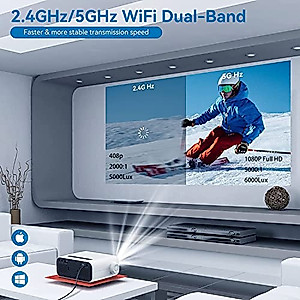 Mini Projector, 1080P HD Portable Projector Outdoor Home Theater Movie Projector with HDMI/USB/SD/AV for iOS/Android/Windows/PS5/Computer/TV (no WiFi)