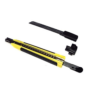 SDI-5414 Snap-off Utility Knife with 12 Set of Sk2+cr Blades, 9mm Rubber Grip Cutter for Right or Left Handed User